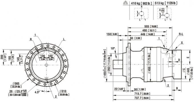 Poclain MS83 Hydraulic Wheel Drive Motor 0-65 R/Min For Oil Drilling ...